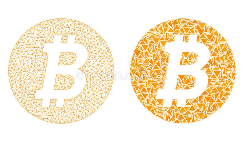 Polygonal 2D Mesh Bitcoin Coin and Mosaic Icon Stock Vector ...