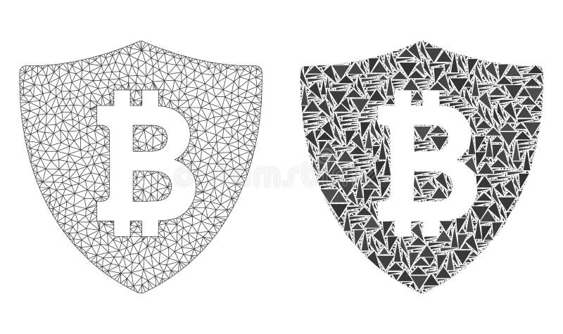 Polygonal Wire Frame Mesh Bitcoin Protection and Mosaic Icon Stock ...