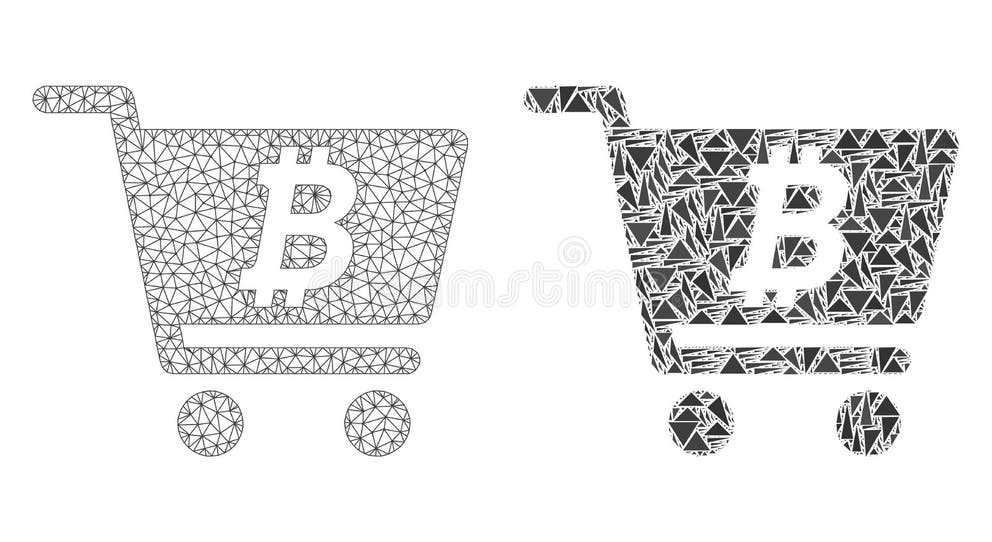 Polygonal Wire Frame Mesh Bitcoin Webshop and Mosaic Icon Stock Vector ...