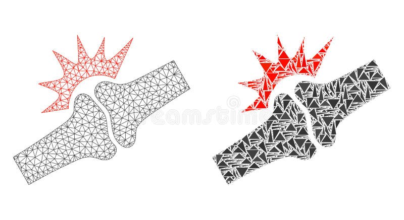 Polygonal 2D Mesh Bone Joint Fracture and Mosaic Icon Stock Vector ...