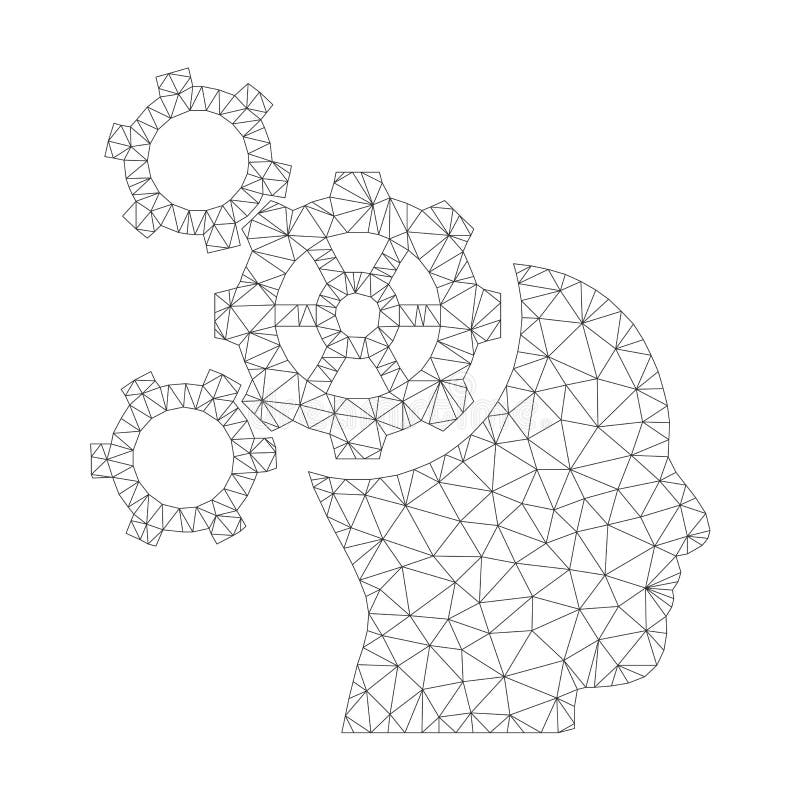 Brain Drawing with Wireframe Illustration Stock Vector - Illustration ...