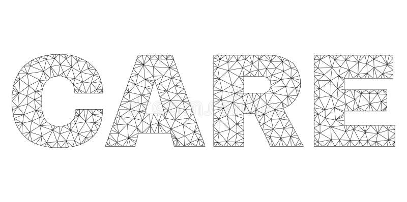 Polygonal Carcass CARE Text Tag Stock Vector - Illustration of ...