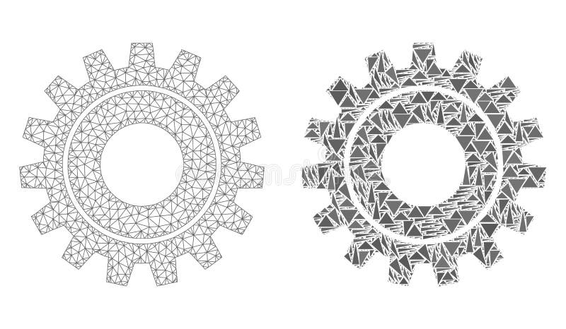 Polygonal 2D Mesh Cog and Mosaic Icon Stock Vector - Illustration of ...