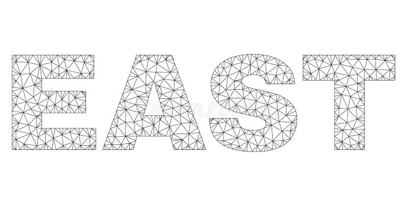 Polygonal Carcass EAST Text Label Stock Vector - Illustration of ...