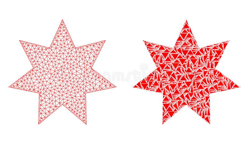 Polygonal Carcass Mesh Eight Corner Star and Mosaic Icon Stock Vector ...