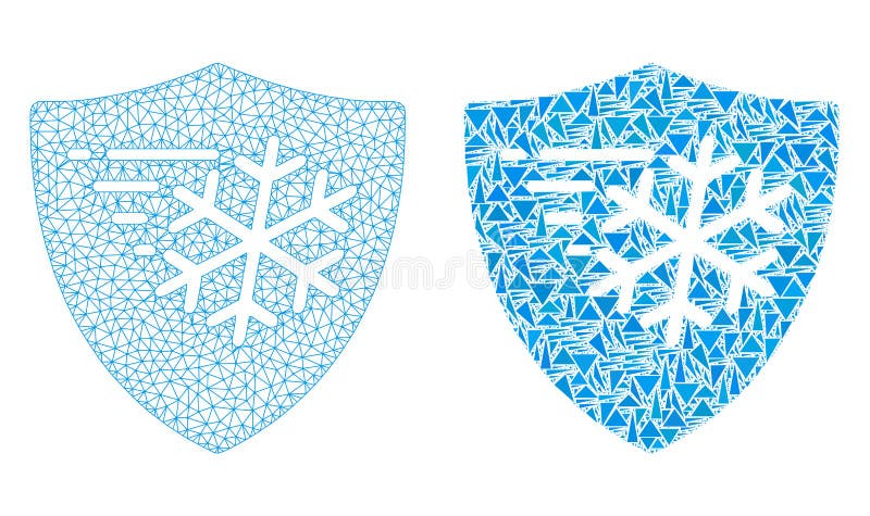 Polygonal Wire Frame Mesh Frost Protection and Mosaic Icon Stock Vector ...