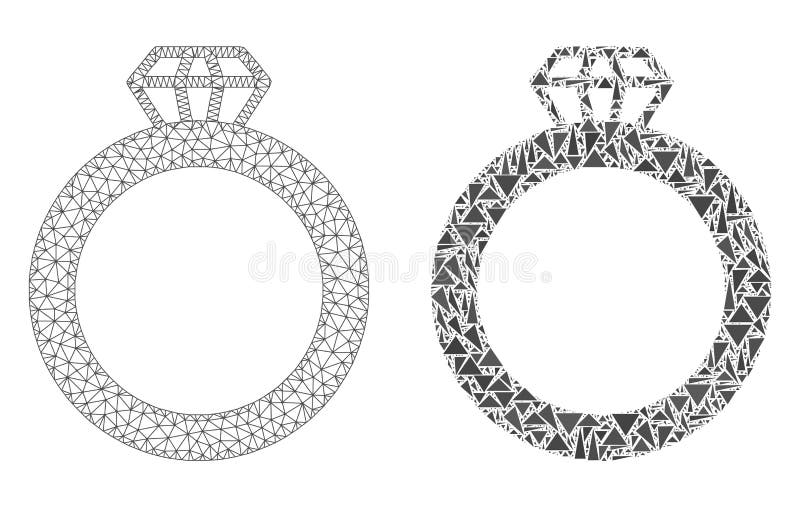 Polygonal 2D Mesh Gem Ring and Mosaic Icon Stock Vector - Illustration ...