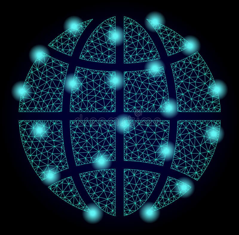 Polygonal Network Mesh Globe with Light Spots Stock Vector ...