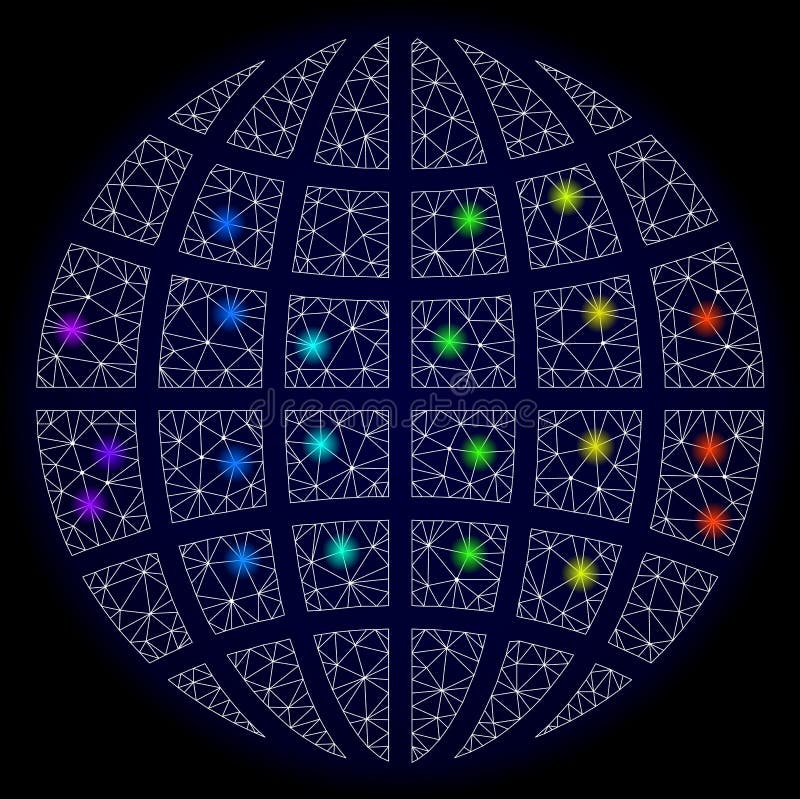 Polygonal Carcass Mesh Globe with Colorful Light Spots Stock Vector ...