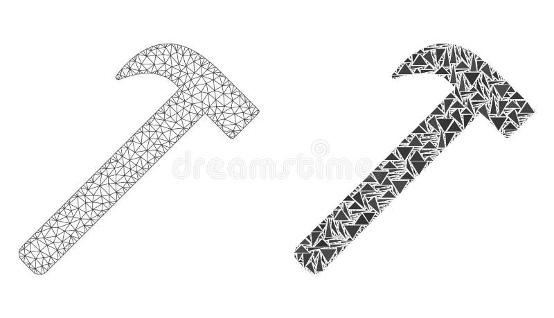 Polygonal Network Mesh Hammer Tool and Mosaic Icon Stock Vector ...