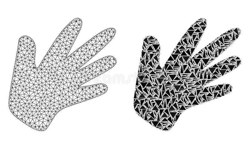 Polygonal Carcass Mesh Hand and Mosaic Icon Stock Vector - Illustration ...