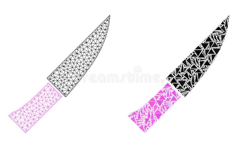 Polygonal 2D Mesh Knife and Mosaic Icon Stock Vector - Illustration of ...