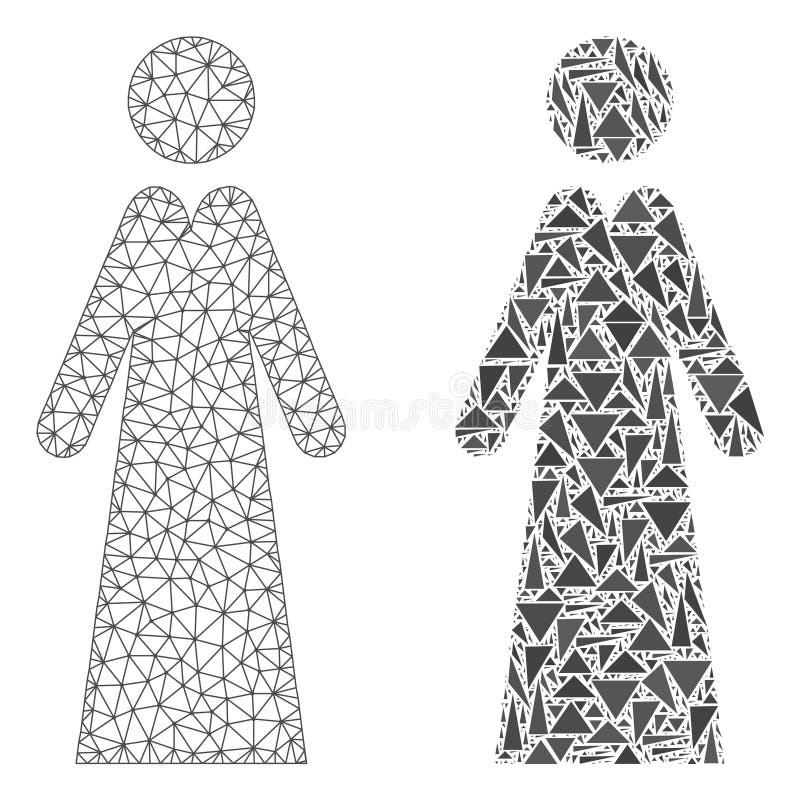 Polygonal Network Mesh Lady and Mosaic Icon Stock Vector - Illustration ...