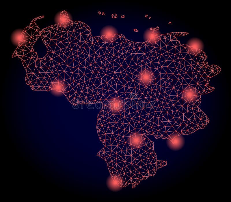 Venezuela Map Light Connecting Effect Background. Abstract Digital ...