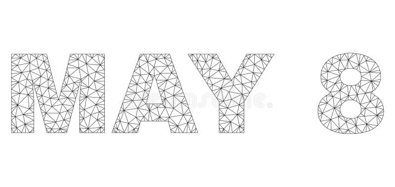Polygonal Carcass MAY 8 Text Tag Stock Vector - Illustration of element ...