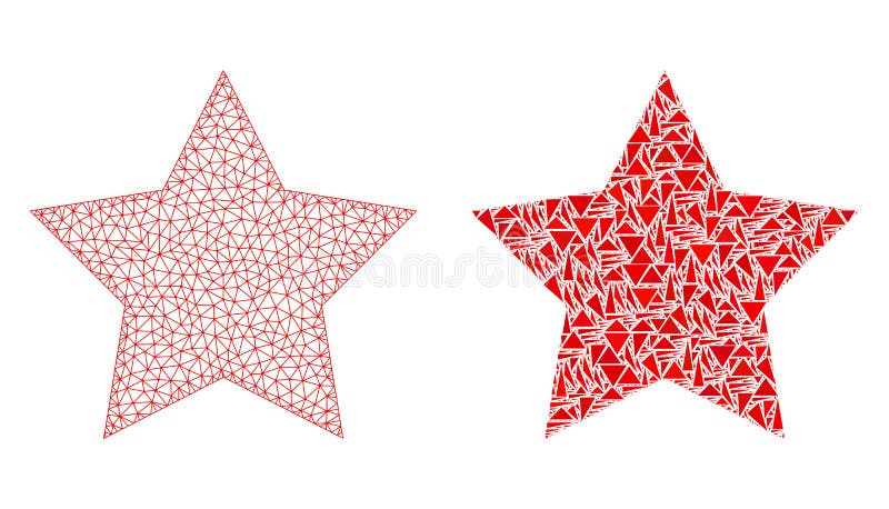 Polygonal Carcass Mesh Red Star and Mosaic Icon Stock Vector ...