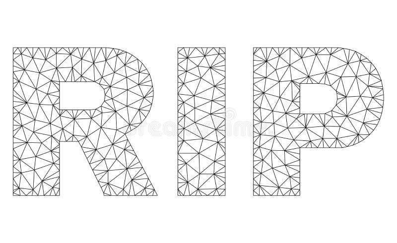 Polygonal Network RIP Text Caption Stock Vector - Illustration of line ...