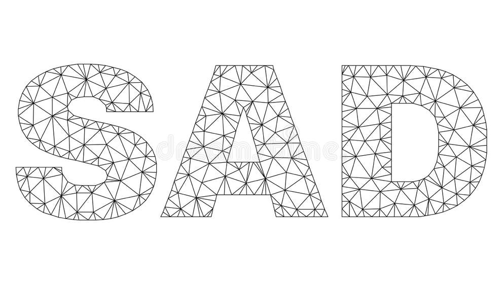 Polygonal Wire Frame SAD Text Caption Stock Vector - Illustration of ...