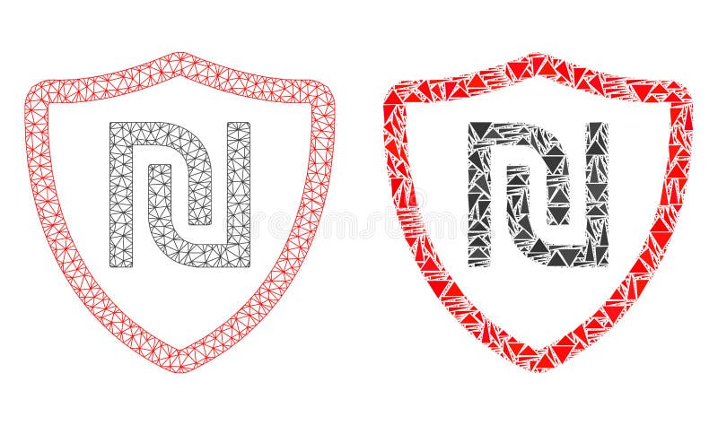 Polygonal 2D Mesh Shekel Shield and Mosaic Icon Stock Vector ...