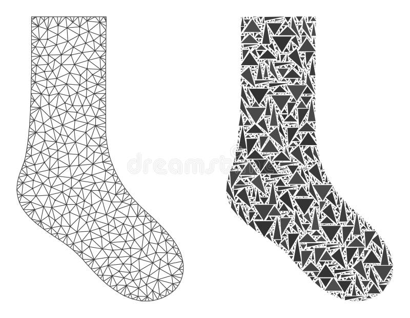 Polygonal Network Mesh Sock and Mosaic Icon Stock Vector - Illustration ...