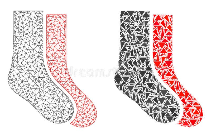 Polygonal Network Mesh Socks and Mosaic Icon Stock Vector ...