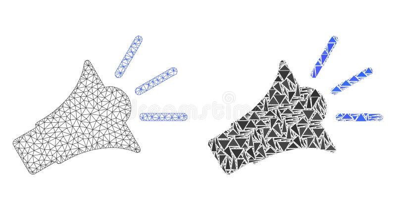 Polygonal Wire Frame Mesh Sound Speaker and Mosaic Icon Stock Vector ...
