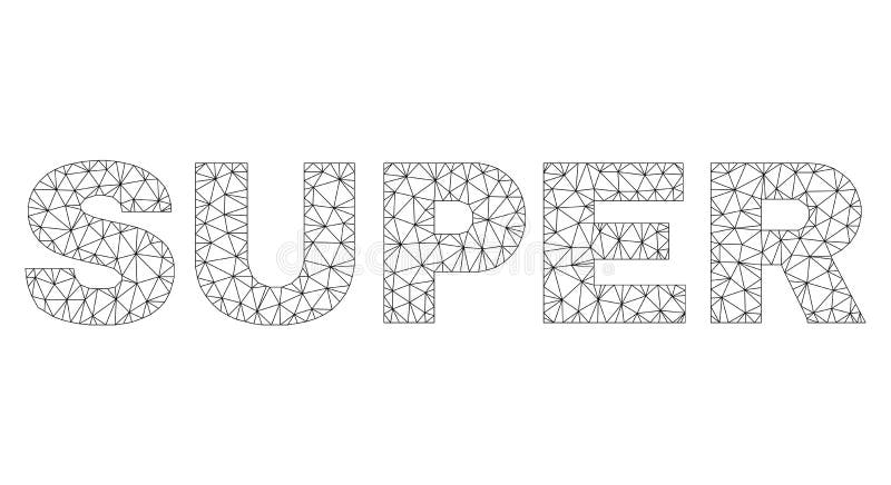 Polygonal Carcass SUPER Text Label Stock Vector - Illustration of black ...