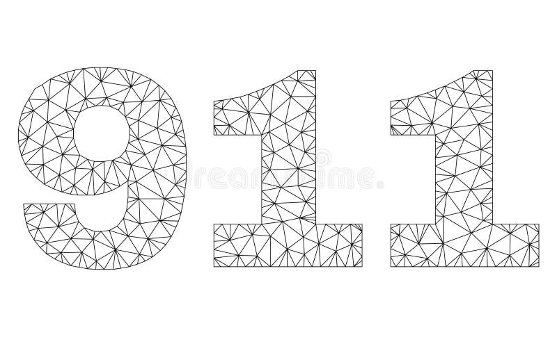 Polygonal 2D 911 Text Label Stock Vector - Illustration of mesh ...