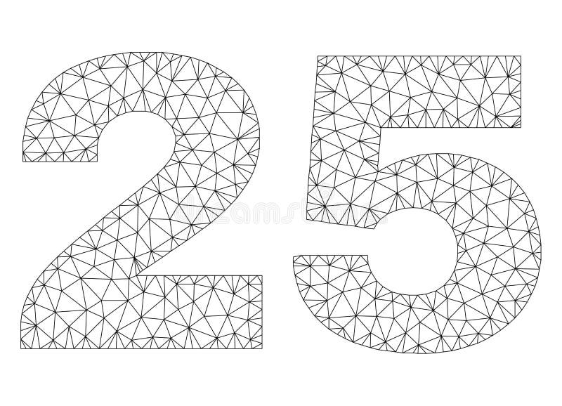 Polygonal Carcass 25 Text Label Stock Vector - Illustration of digit ...