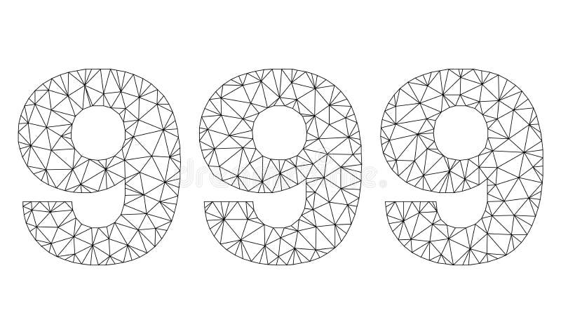 Polygonal Wire Frame 999 Text Caption Stock Vector - Illustration of ...