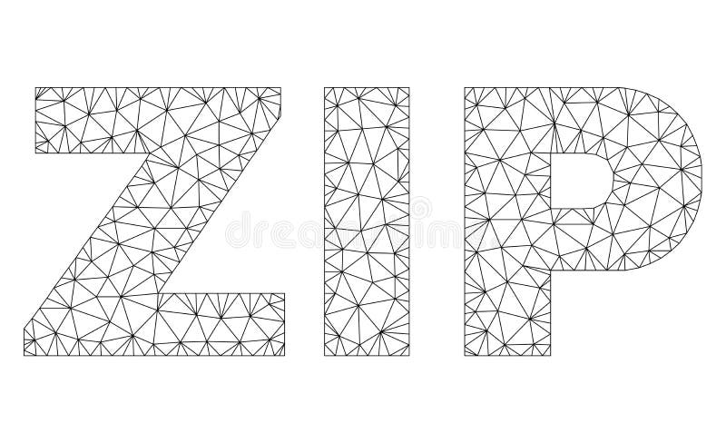 Polygonal Carcass ZIP Text Caption Stock Vector - Illustration of ...