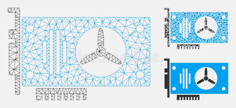 Videocard Vector Mesh Network Model and Triangle Mosaic Icon Stock ...