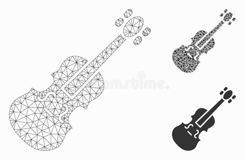 Violin Vector Mesh 2D Model and Triangle Mosaic Icon Stock Vector ...