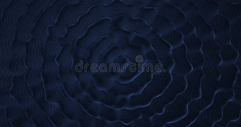 Mesh Waves Diverging in Dark Circle. Splash from 3d Render of Dropped ...