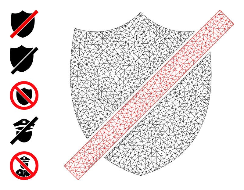 Polygonal Mesh Wrong Shield Icon with Simple Glyphs Stock Vector ...