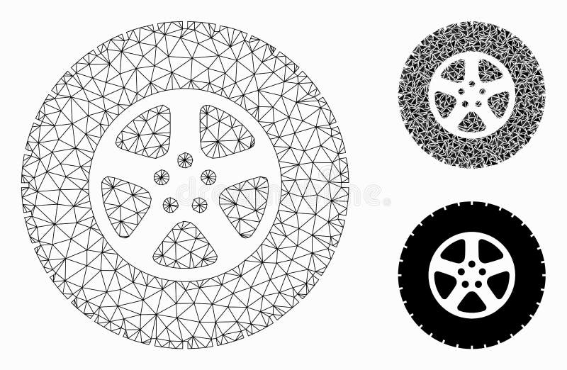 Wheel Vector Mesh Wire Frame Model and Triangle Mosaic Icon Stock ...