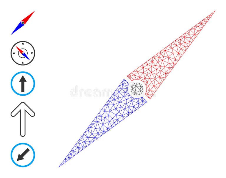 Mesh Wireframe Compass Arrow Icon Stock Vector - Illustration of ...
