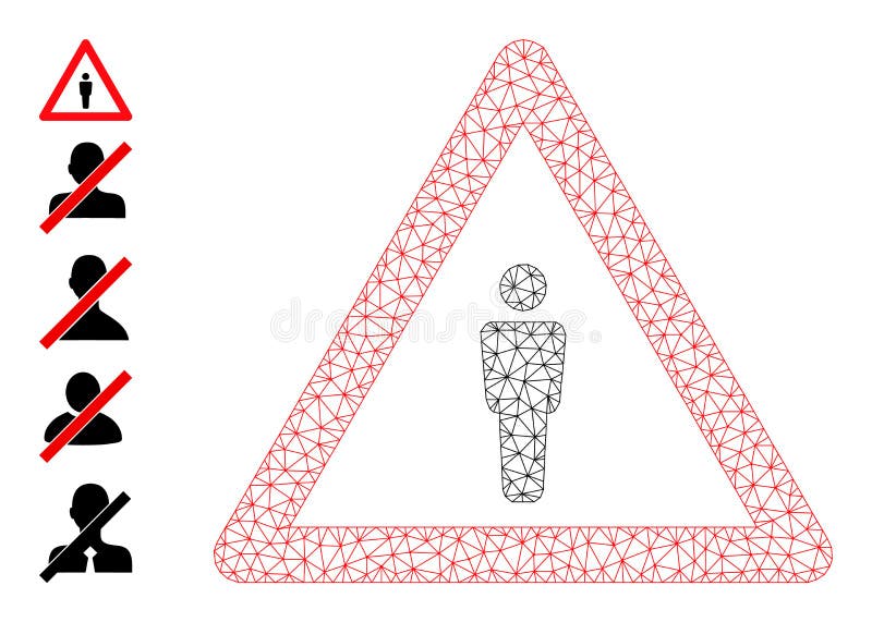 Mesh Wireframe Human Warning Icon Stock Vector - Illustration of ...