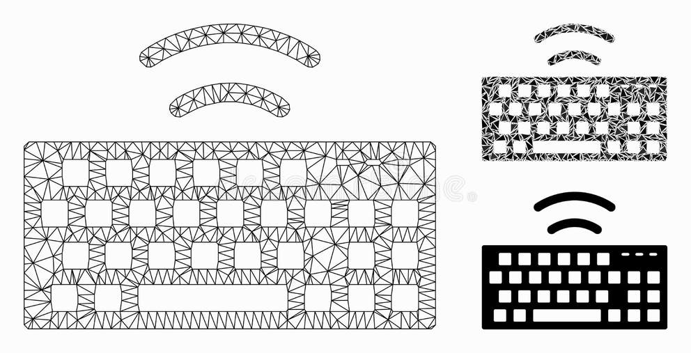 Wireless Keyboard Vector Mesh 2D Model and Triangle Mosaic Icon Stock ...