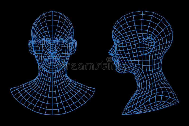 Mesh of a man face in 3D stock illustration. Illustration of copy ...