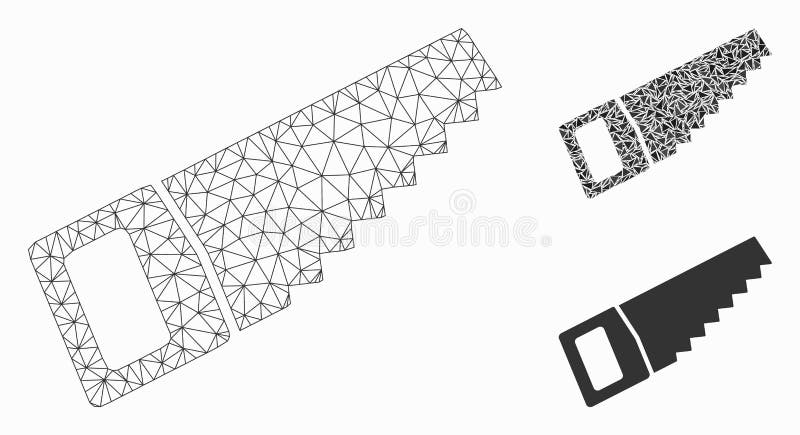 Wood Saw Vector Mesh 2D Model and Triangle Mosaic Icon Stock Vector ...