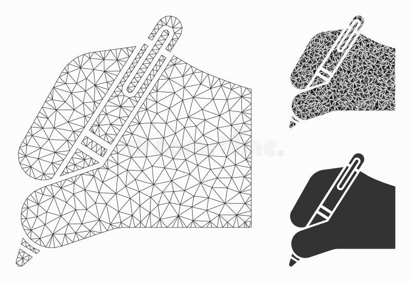 Writing Hand Vector Mesh 2D Model and Triangle Mosaic Icon Stock Vector ...