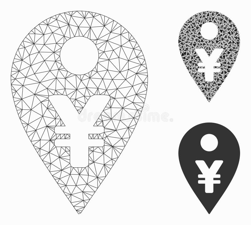 Yen Map Marker Vector Mesh Wire Frame Model and Triangle Mosaic Icon ...