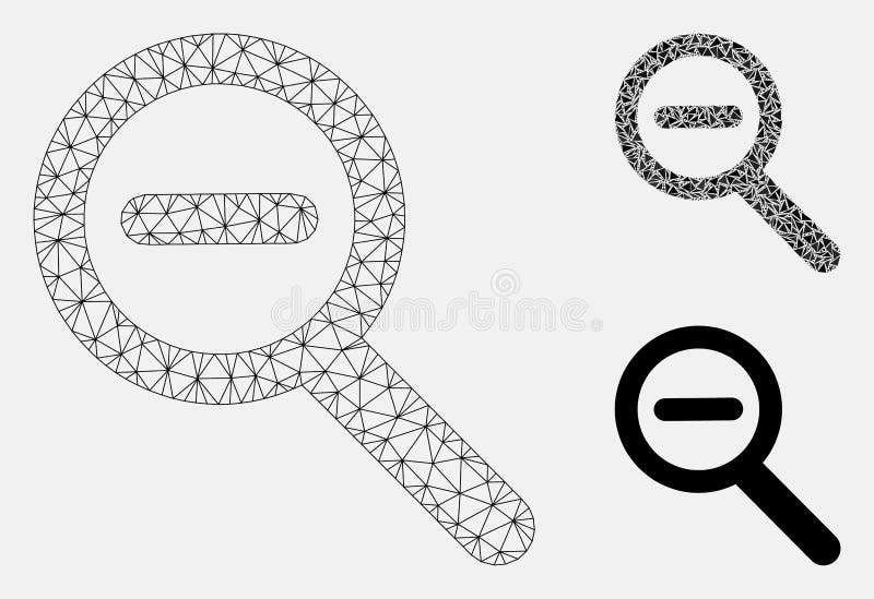 Zoom Out Vector Mesh 2D Model and Triangle Mosaic Icon Stock Vector ...