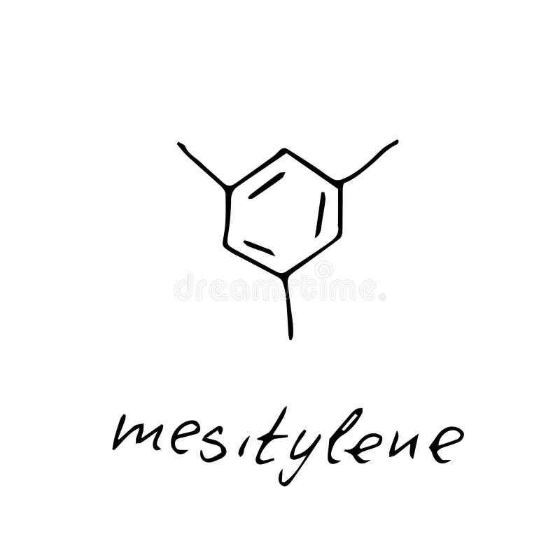 Mesitylene Molecule Formula. Hand Drawn Imitation of Mesitylene ...