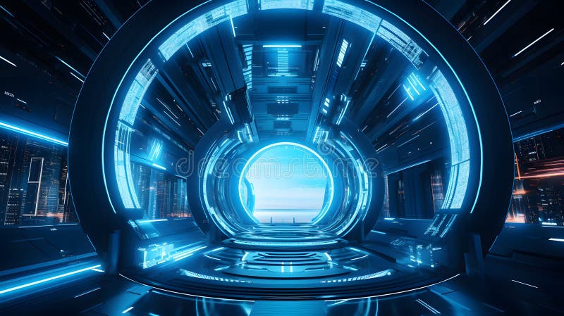 Mesmerising Blue-Themed Technology Hall with Advanced Equipment System ...