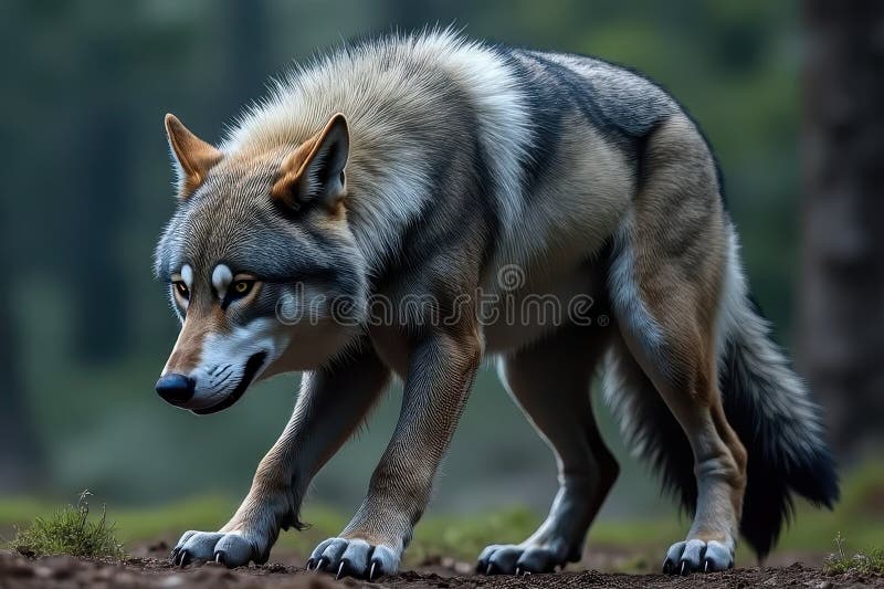 Mesmerising Wolf Transformation Stock Illustration - Illustration of ...