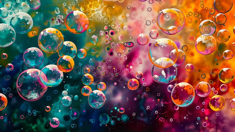 Vibrant Abstract Art Adorned with Numerous Bubbles, a Kaleidoscope of ...