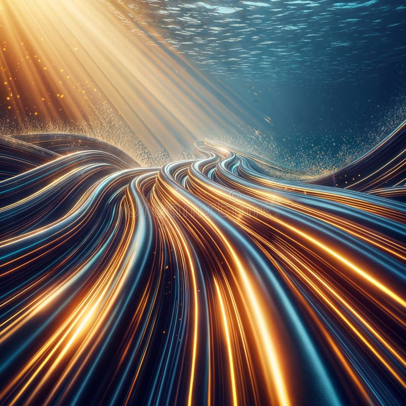 Abstract Background with Submarine Power Cables in the Sea, Generative ...