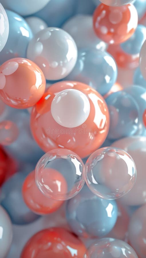 Abstract Background of 3D Spheres in Pastel Colors with Glossy Surface ...
